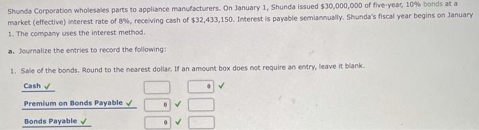 Solved Shunda Corporation wholesales parts to appliance | Chegg.com
