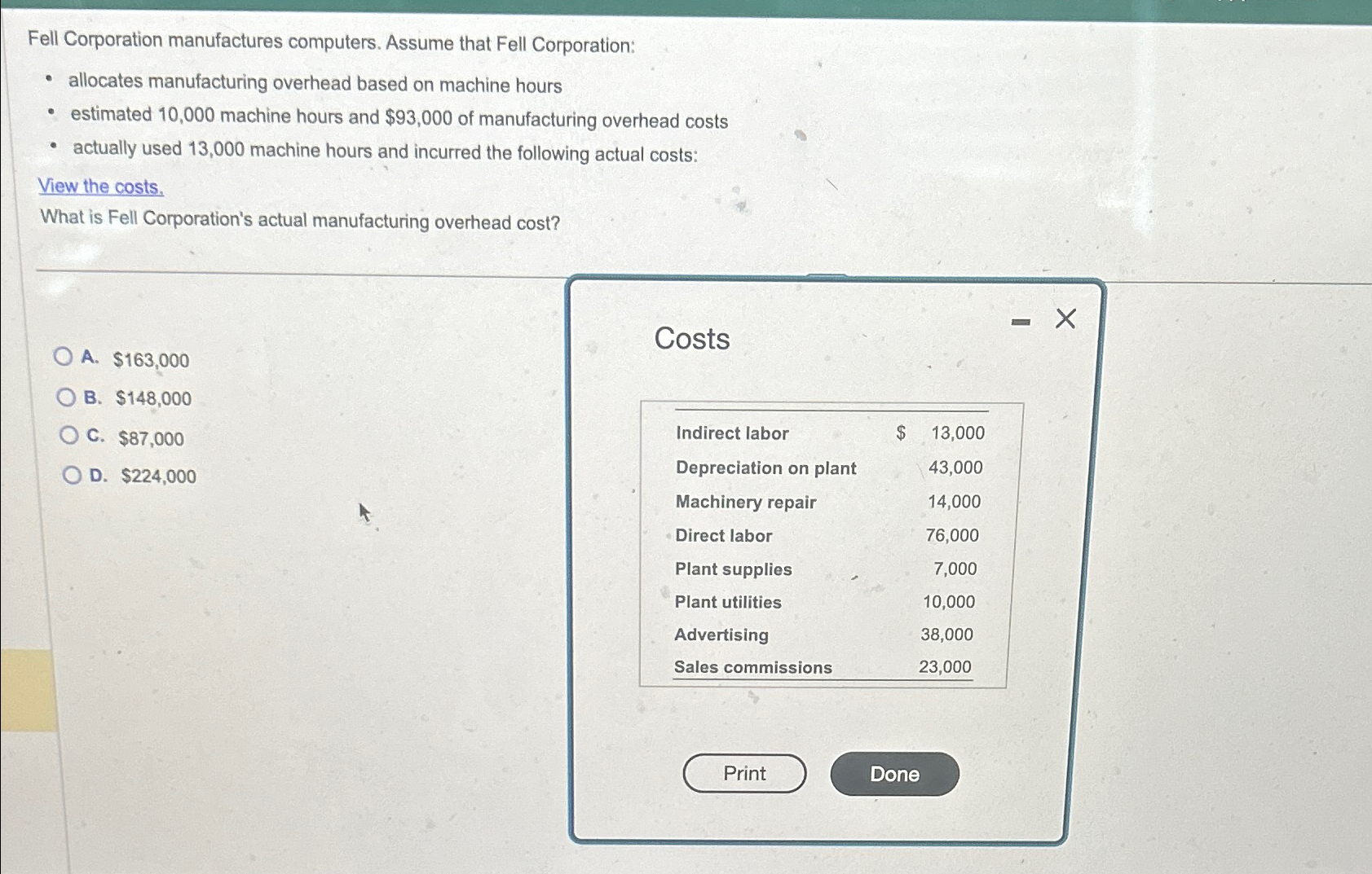 Solved Fell Corporation manufactures computers. Assume that | Chegg.com