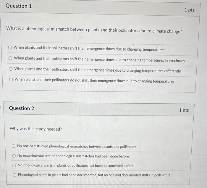 Solved What is a phenological mismatch between plants and | Chegg.com
