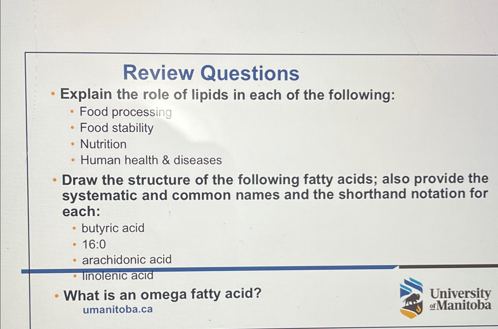 Solved Review QuestionsExplain the role of lipids in each of | Chegg.com