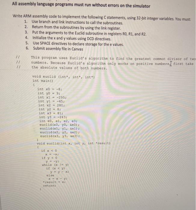 Solved All assembly language programs must run without | Chegg.com