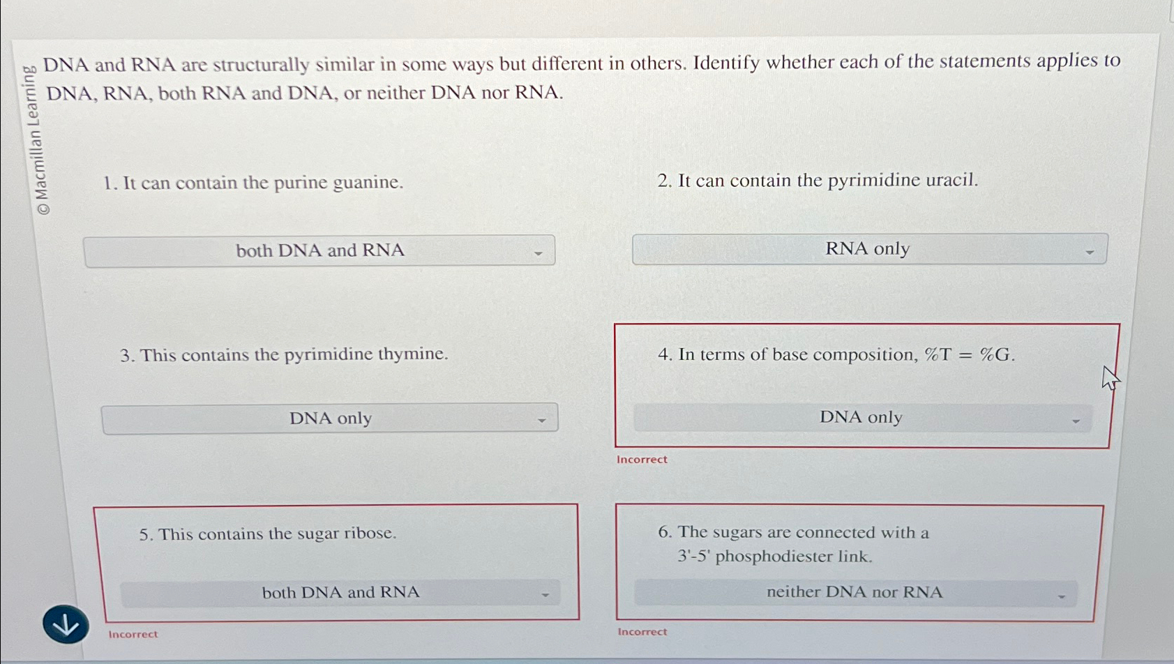 Solved DNA and RNA are structurally similar in some ways but | Chegg.com