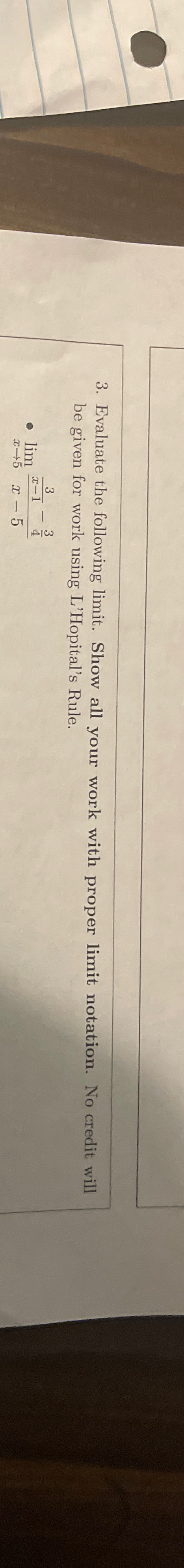 Solved Evaluate the following limit. ﻿Show all your work | Chegg.com
