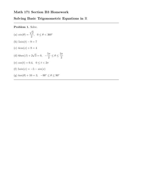Solved Math 171 Section B3 Homework Solving Basic | Chegg.com