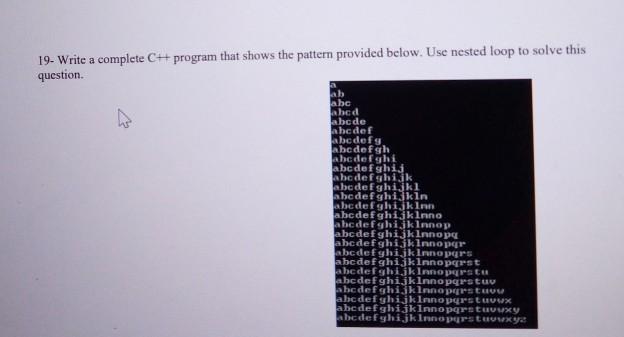 Solved 19. Write a complete C++ program that shows the | Chegg.com