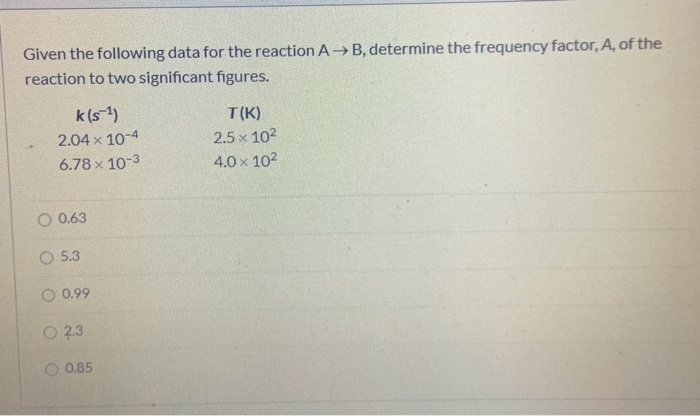 Solved B, determine the frequency factor, A, of the Given | Chegg.com