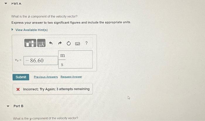 Solved What is the x-component of the velocity vector? | Chegg.com