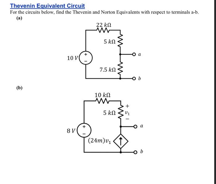 Solved Thevenin Equivalent Circuit For the circuits below, | Chegg.com