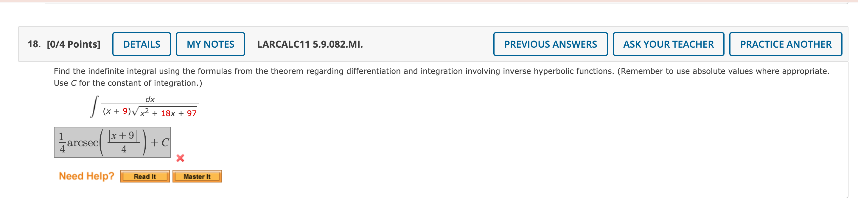 Solved Find the indefinite integral using the formulas from | Chegg.com