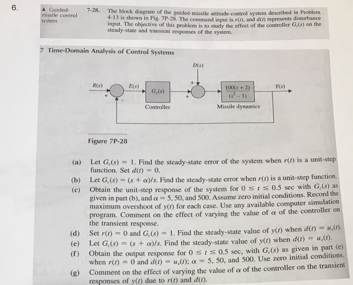 Solved 7-28. A Guided- missile control system The block | Chegg.com