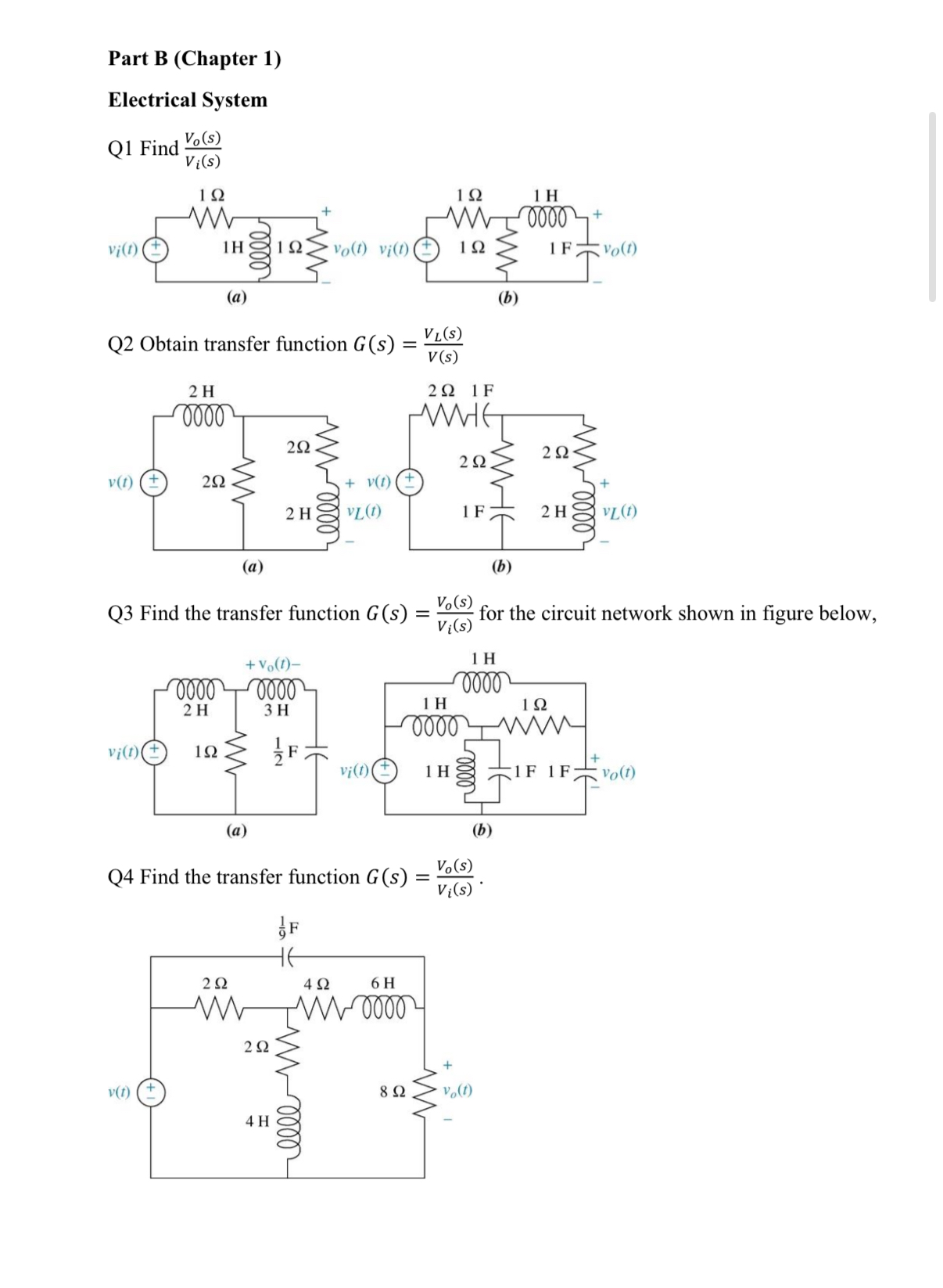 Solved Part B Chapter 1 Electrical Systemq1 ﻿find