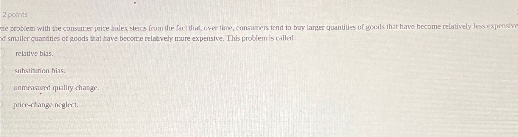 Solved 2 ﻿pointsne problem with the consumer price index | Chegg.com