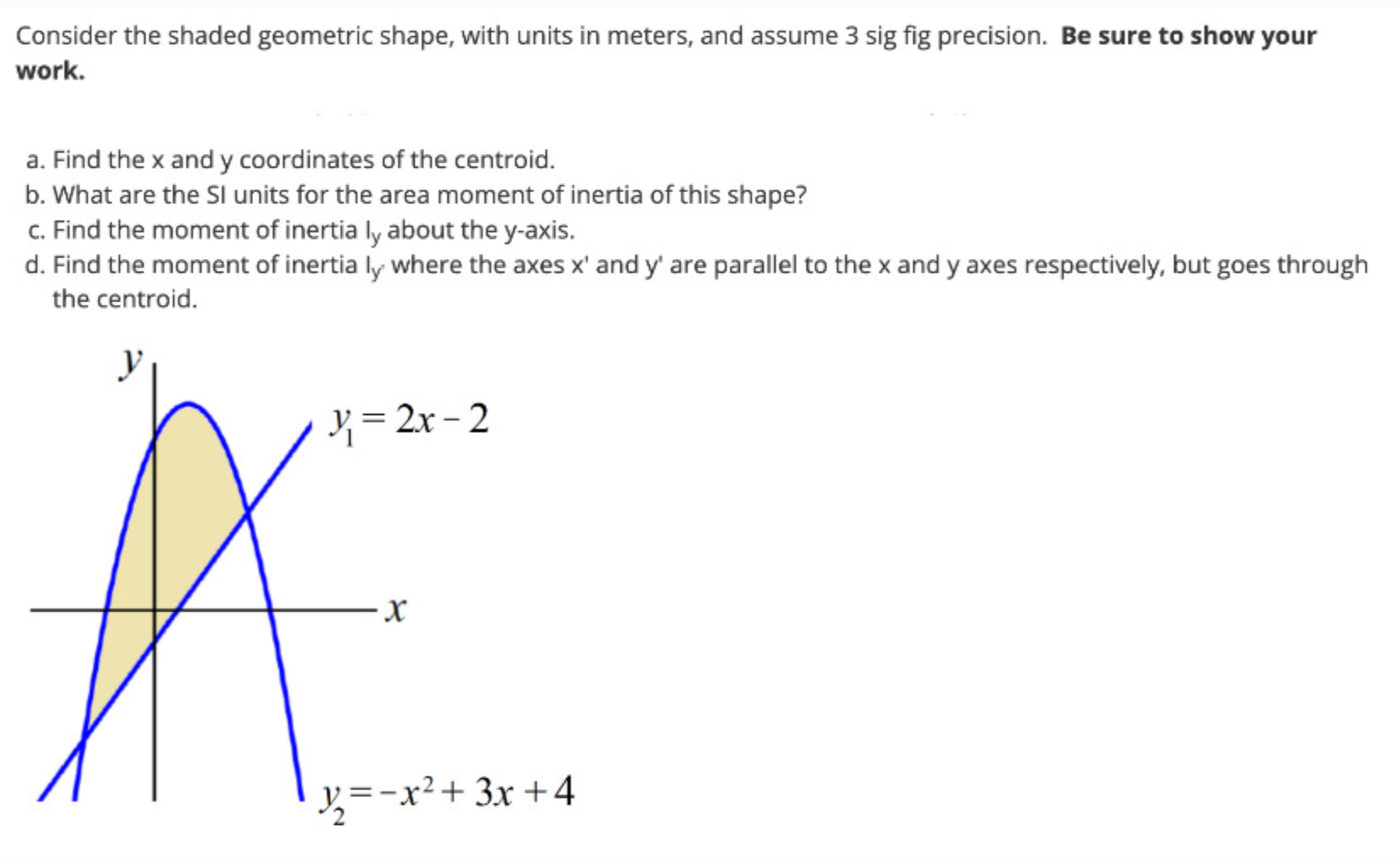 Solved Consider the shaded geometric shape, with units in | Chegg.com