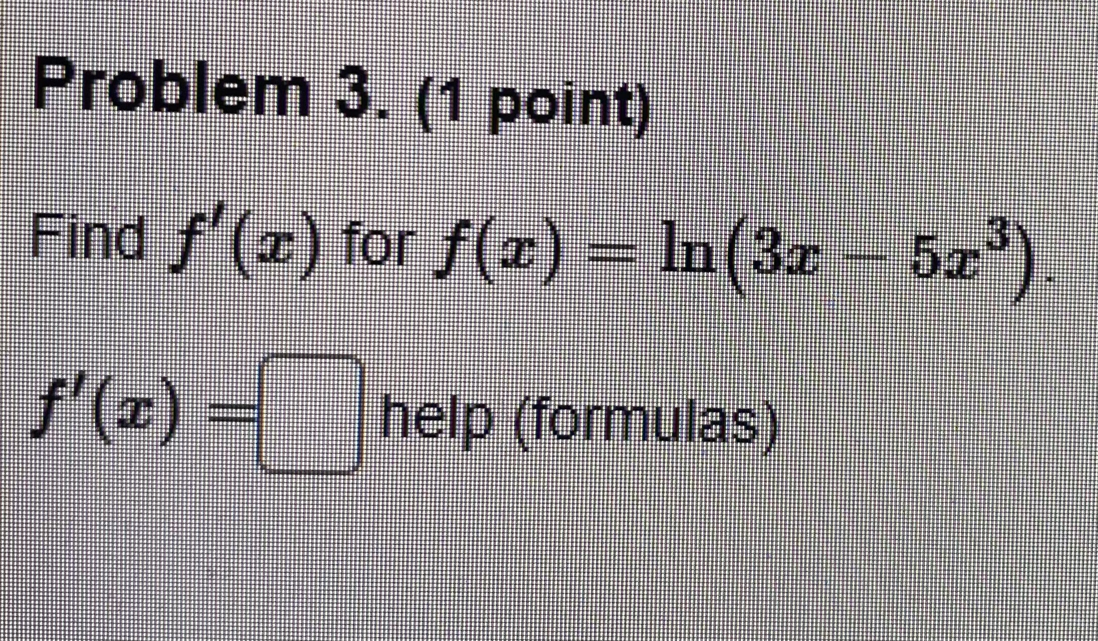 Solved Find Fx ﻿for Fxln3x 5x3 