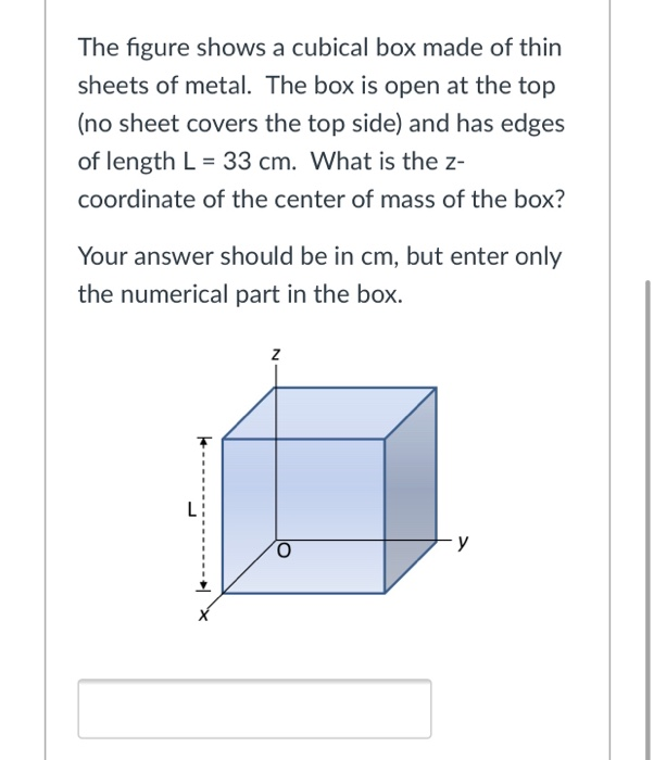 Solved The figure shows a cubical box made of thin sheets of | Chegg.com