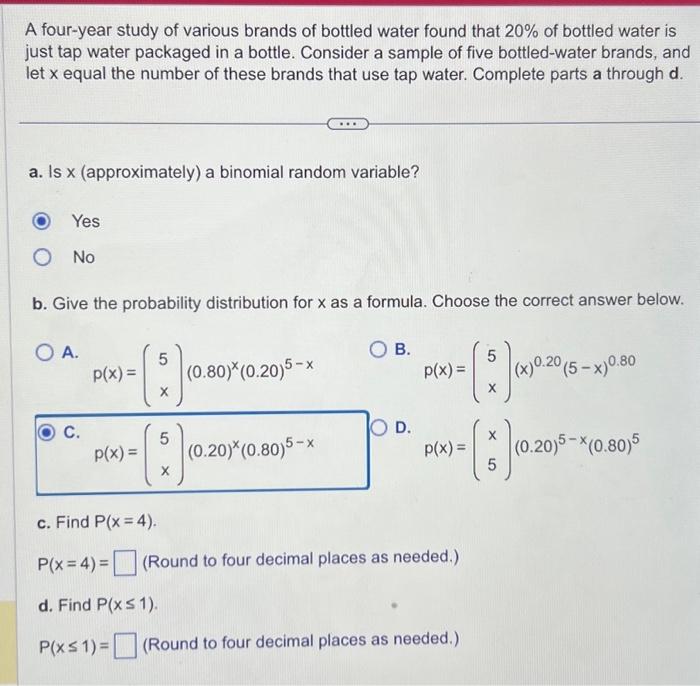 Solved A four-year study of various brands of bottled water | Chegg.com