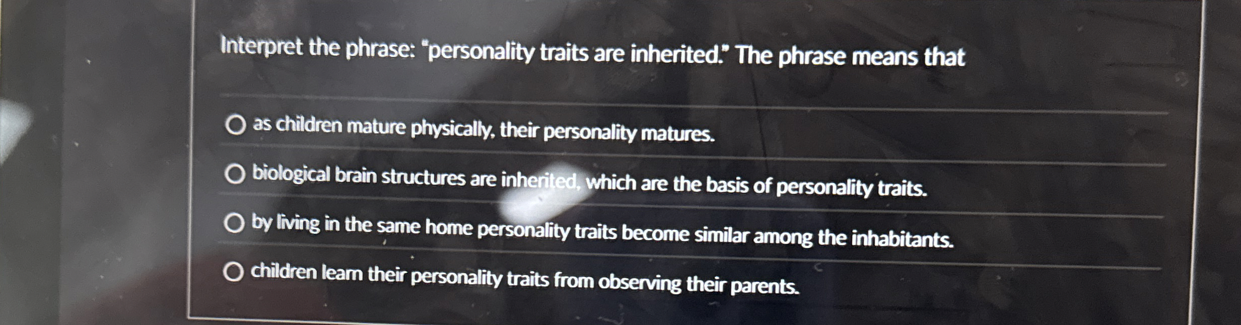 Solved Interpret the phrase: "personality traits are | Chegg.com