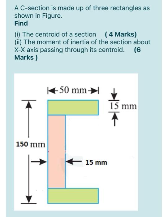 Solved A C-section is made up of three rectangles as shown | Chegg.com