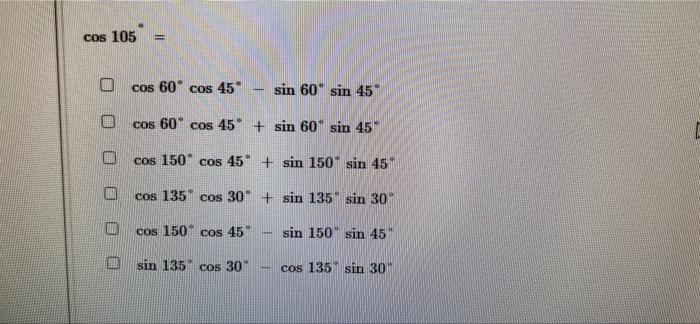 Solved Identify ALL correct usages of the sum and difference | Chegg.com
