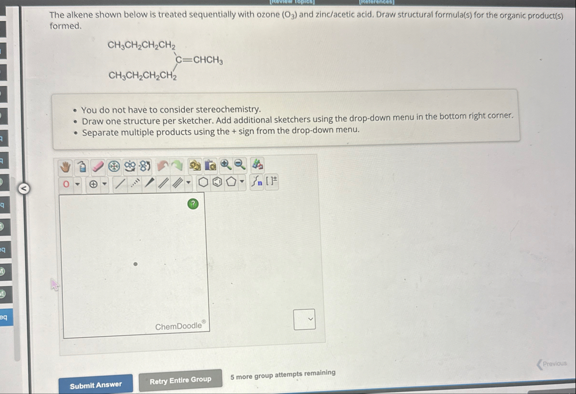 Solved The alkene shown below is treated sequentially with | Chegg.com