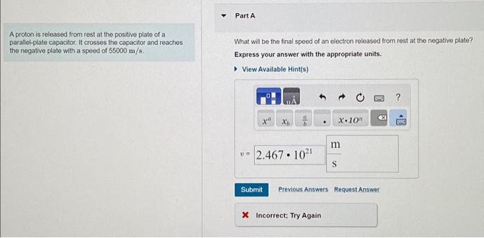 Solved A proton is released from rest at the positive plate | Chegg.com