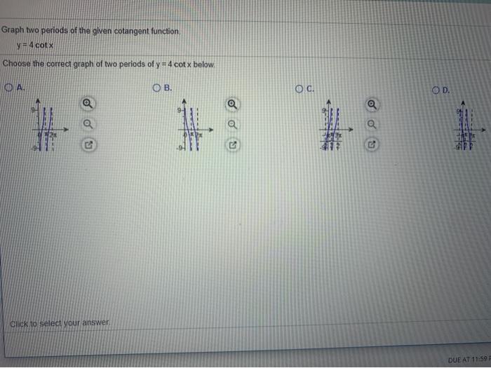 Solved Graph two periods of the given cotangent function y = | Chegg.com