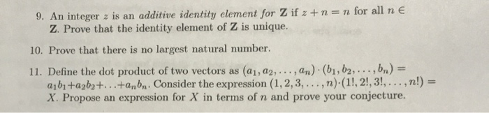 Solved 9. An integer z is an additive identity clement for Z | Chegg.com