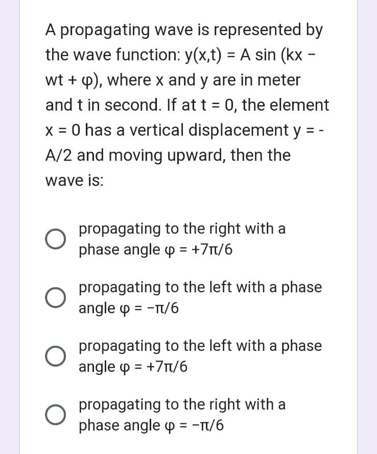 Solved A propagating wave is represented by the wave | Chegg.com