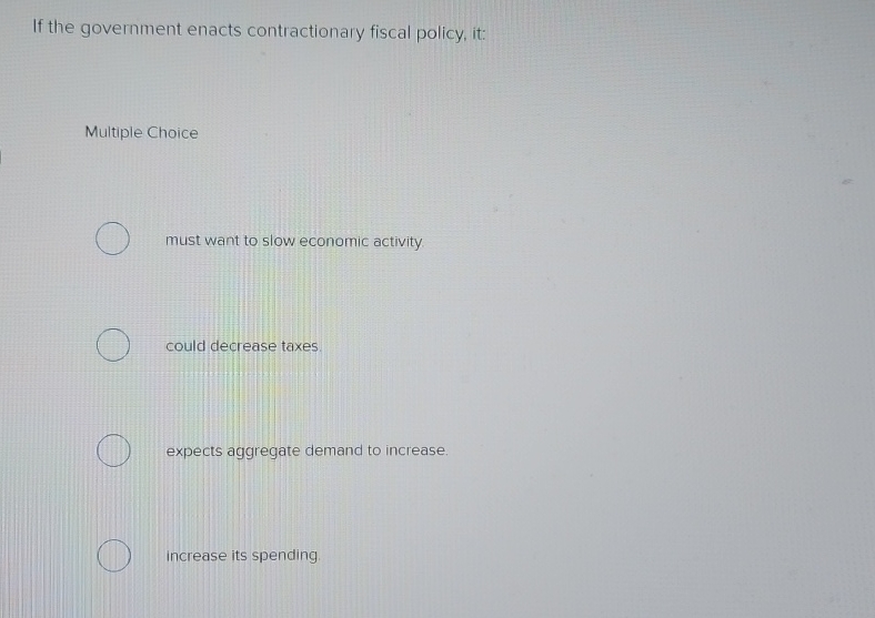 Solved If the government enacts contractionary fiscal | Chegg.com