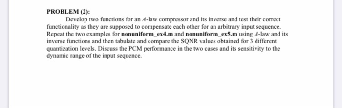 develope 2 functions for A-law compressor and its | Chegg.com