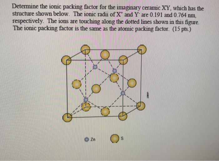 Solved Determine the ionic packing factor for the imaginary | Chegg.com