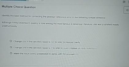 Solved Multiple Choice QuestionIdentify the best method for | Chegg.com