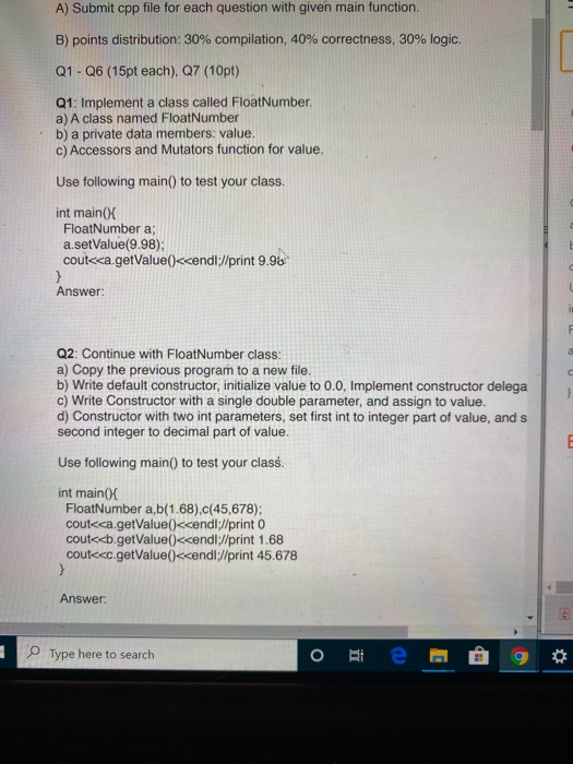 Solved A) Submit cpp file for each question with given main | Chegg.com