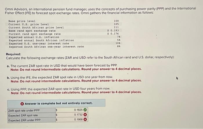 Solved Omni Advisors, an international pension fund manager, | Chegg.com