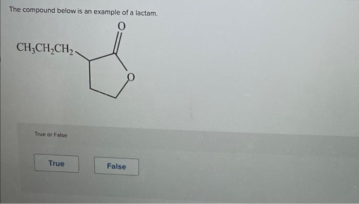Solved The compound below is an example of a lactam. O | Chegg.com