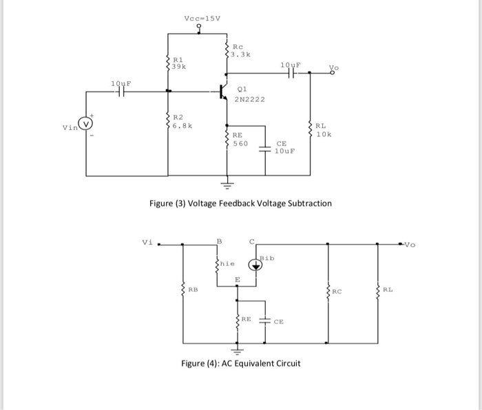 Vcc-15V RC 3.3k R1 39k 1QyF HF- 1QyF Q1 2N2222 R2 | Chegg.com