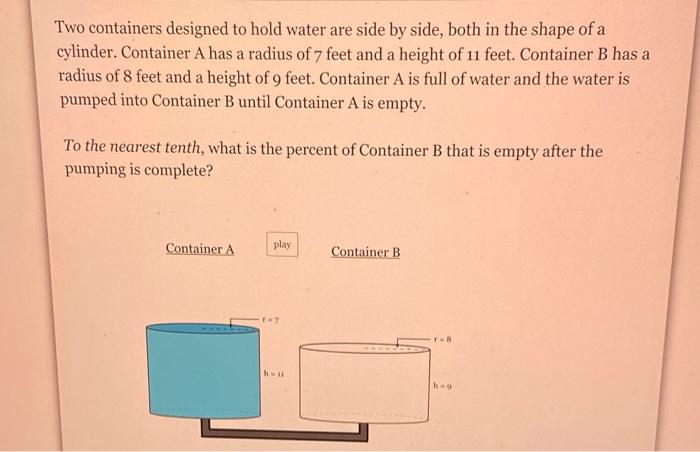 Solved Two containers designed to hold water are side by | Chegg.com