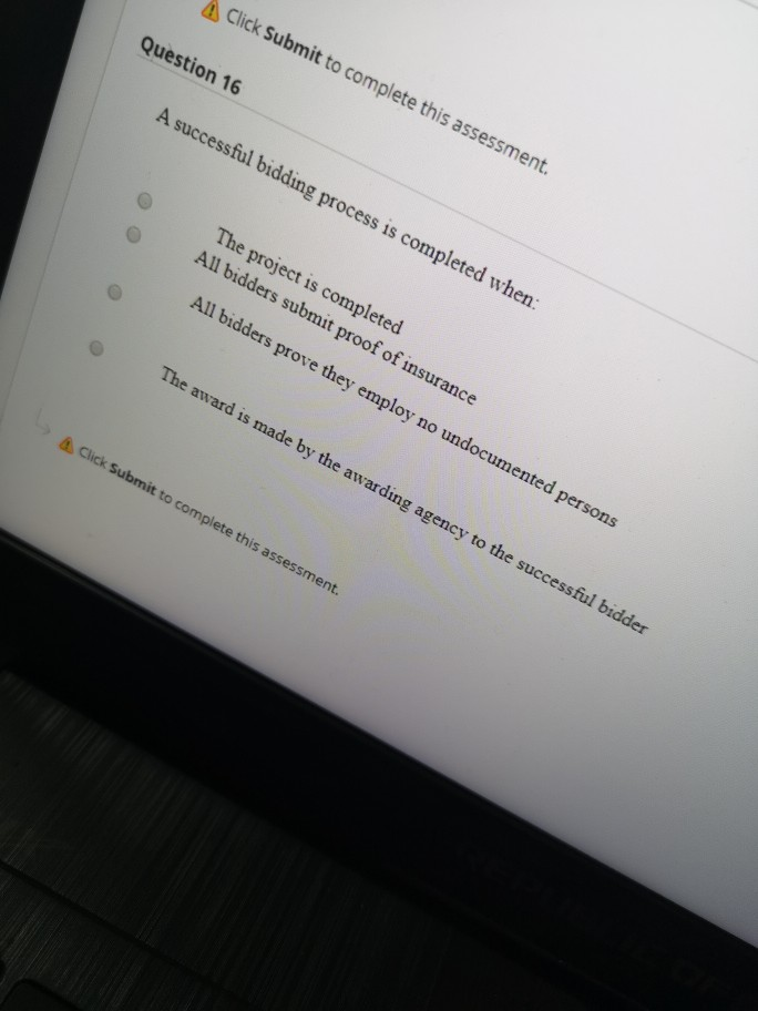 Solved A successful bidding process is completed when: The | Chegg.com