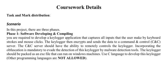 Solved Coursework Details Task and Mark distribution: | Chegg.com