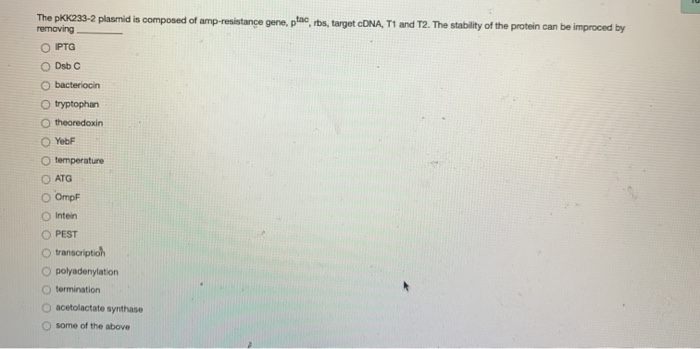 Solved The pkk233-2 plasmid is composed of amp-resistance | Chegg.com