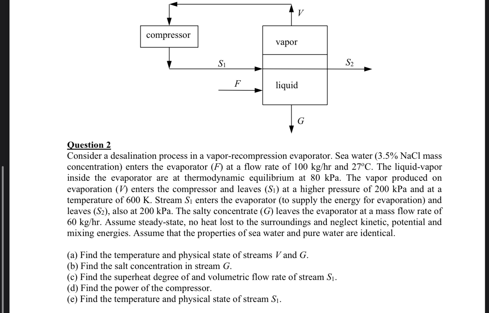 Solved Question 2Consider a desalination process in a | Chegg.com Solved Question 2Consider a desalination process in a | Chegg.com