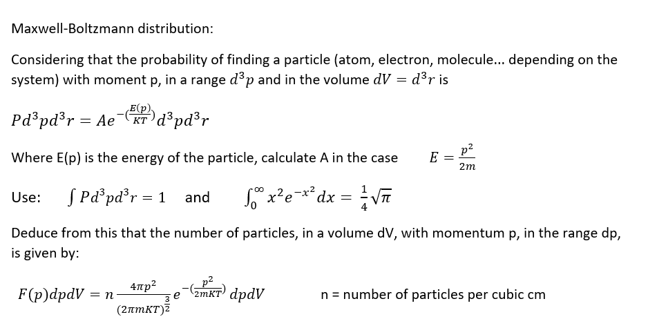 Solved Maxwell-Boltzmann distribution:Considering that the | Chegg.com