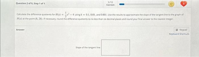 Calculate The Difference Quotients For H X X² 4