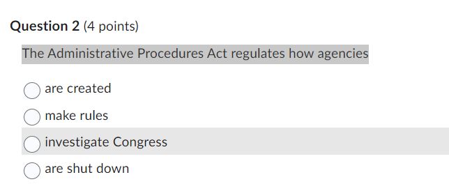 Solved Question 2 (4 points)The Administrative Procedures | Chegg.com Solved Question 2 (4 points)The Administrative Procedures | Chegg.com
