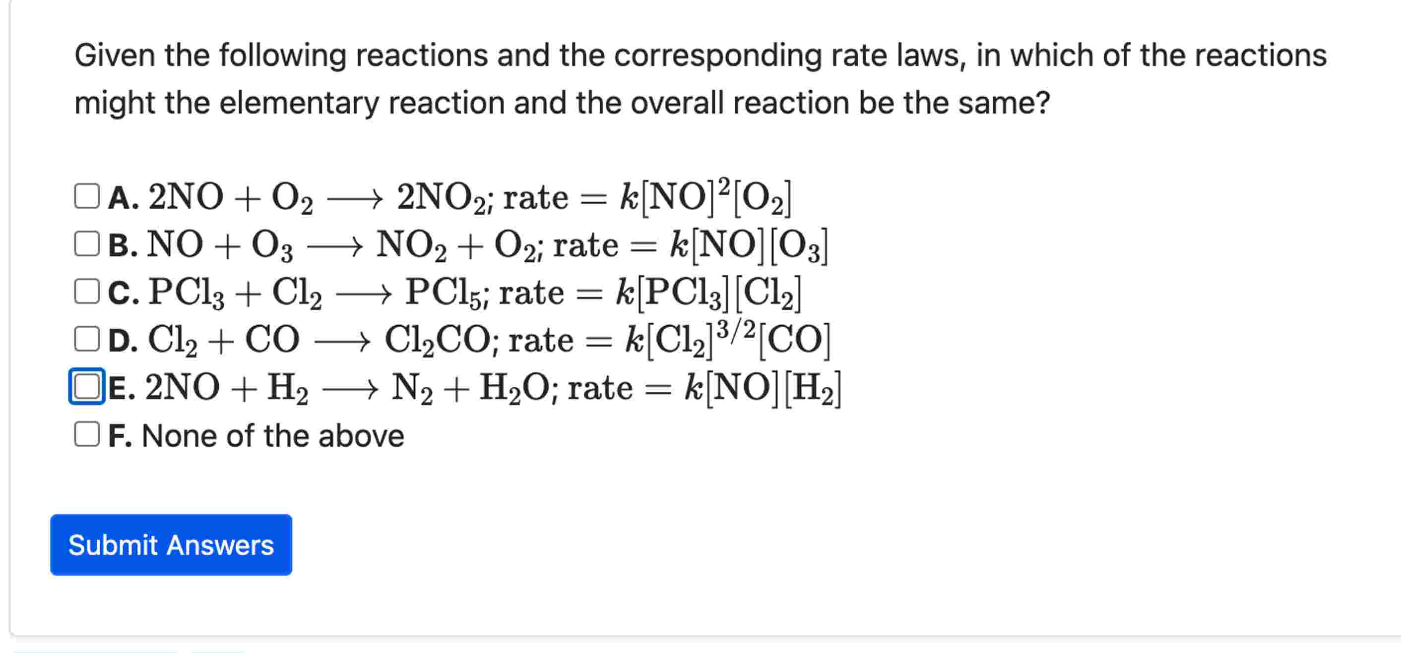 Solved Given the following reactions and the corresponding | Chegg.com