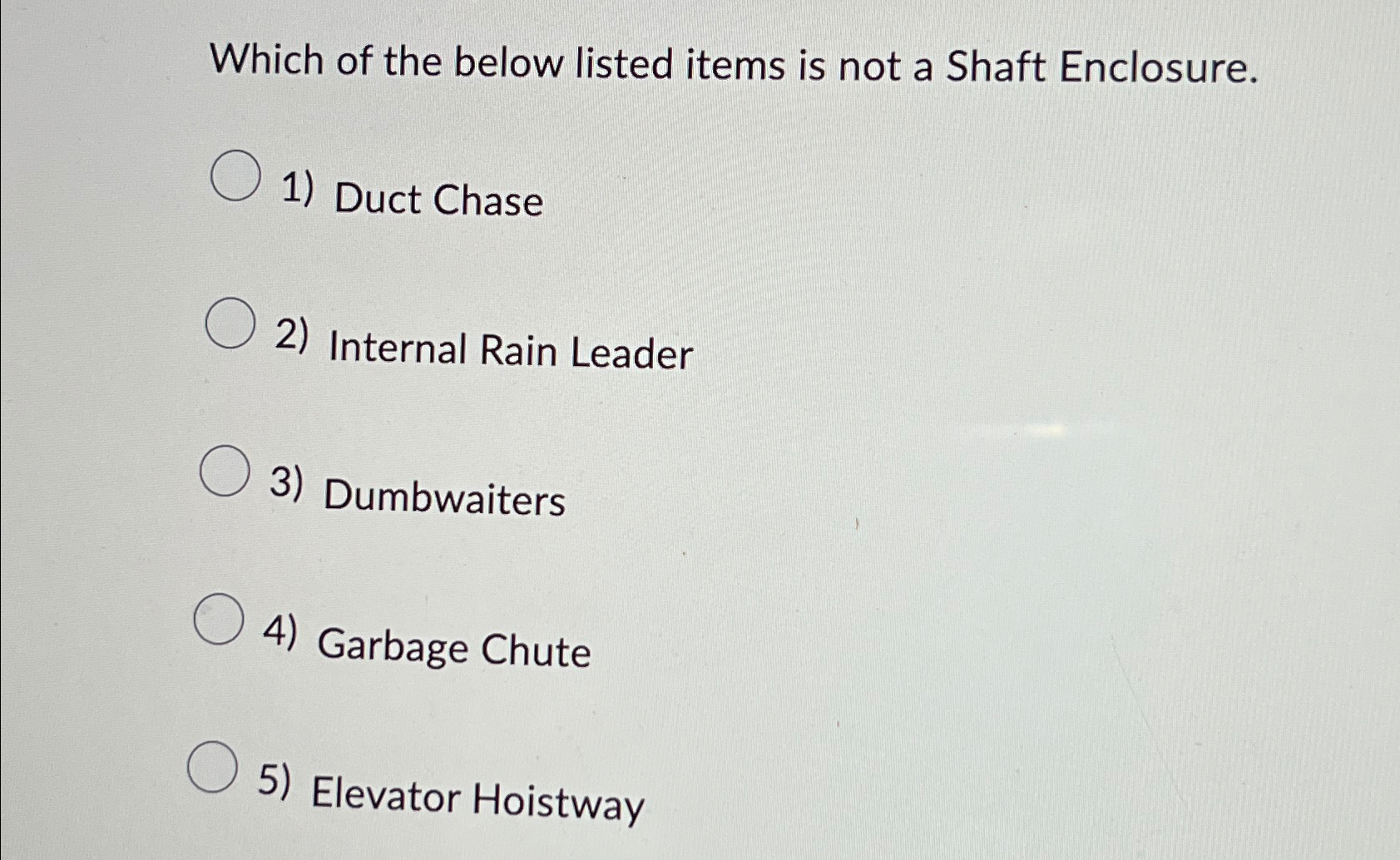 Solved Which of the below listed items is not a Shaft | Chegg.com