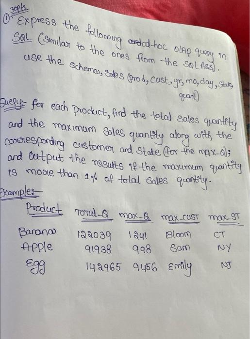 sopts 0 express the following ardod-hoc OLAP query an | Chegg.com