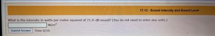 Solved What is the intensity in watts per meter squared of | Chegg.com