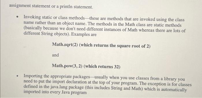 Solved Write each example and output it produces in java | Chegg.com