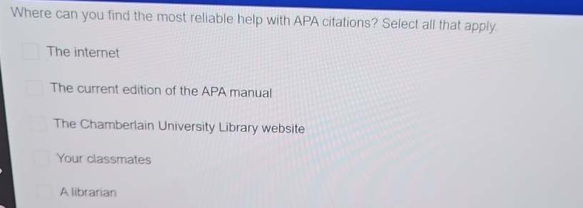 Solved Where can you find the most reliable help with APA | Chegg.com